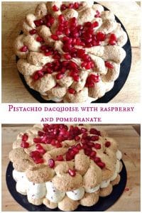 Pistachio Dacquoise with Raspberry and Pomegranate - BakingQueen74