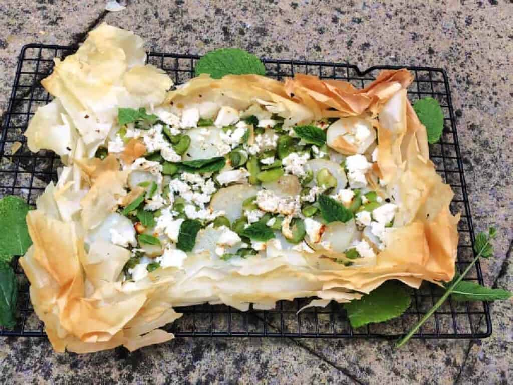 Broad Bean and Feta Filo Tart - BakingQueen74