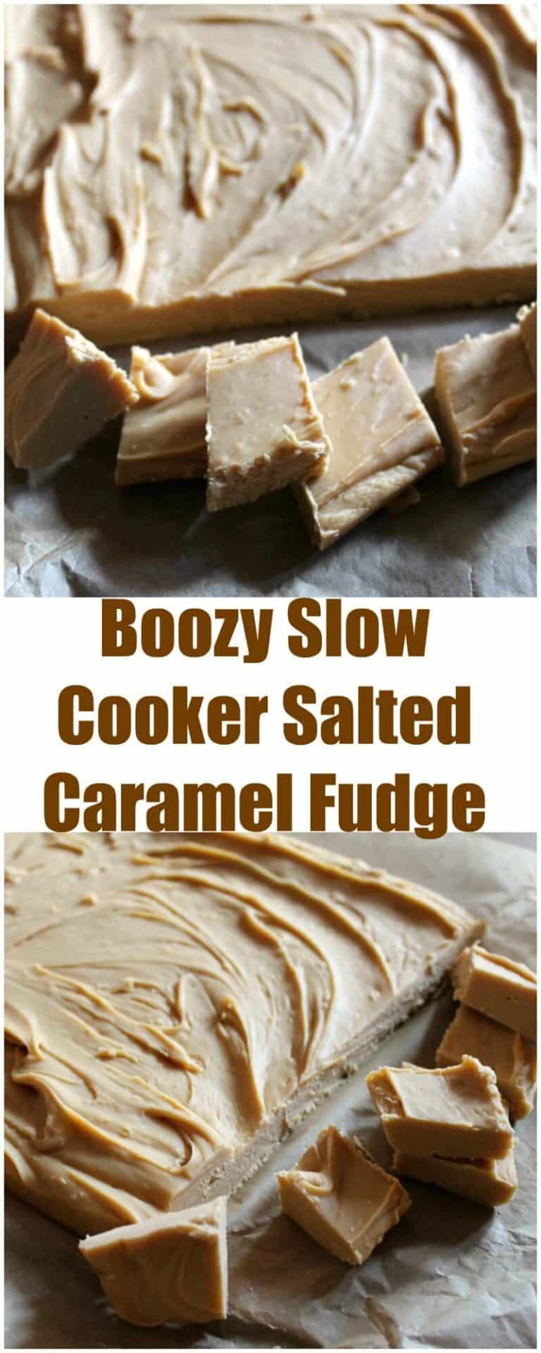 Boozy Slow Cooker Salted Caramel Fudge - BakingQueen74